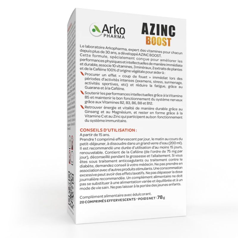 Arkopharma Azinc Boost fatigue & énergie (20 comprimés) - Pharmacie de ...